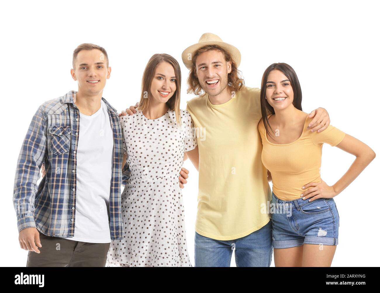 Group of friends on white background Stock Photo - Alamy