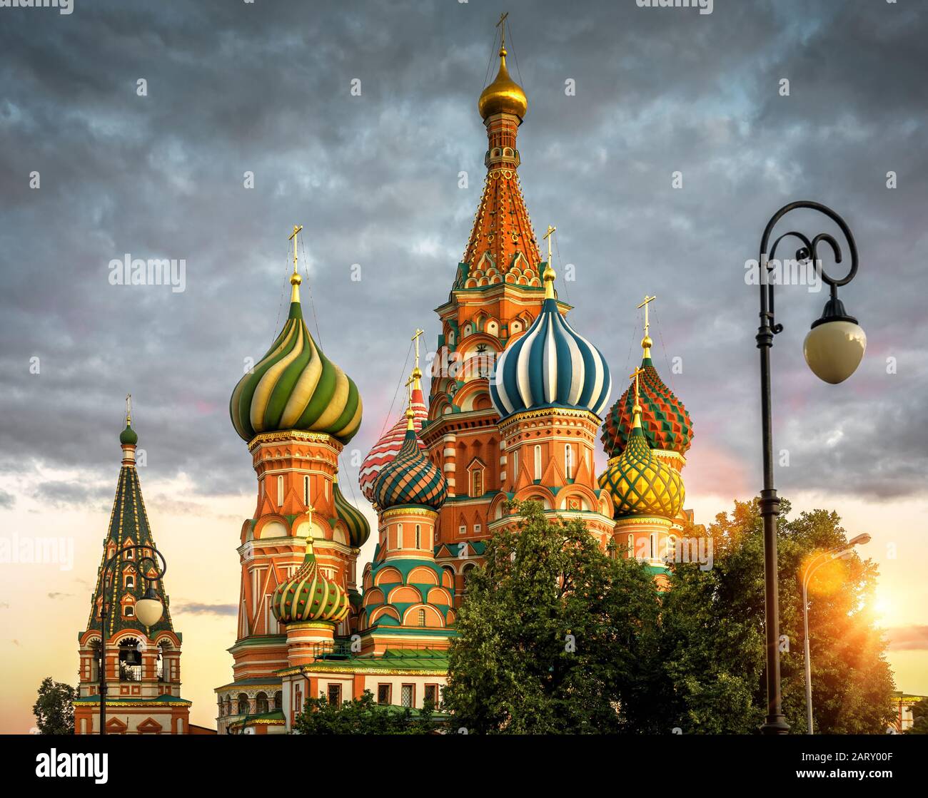 St Basil's Cathedral at sunset, Moscow, Russia. St Basil's temple is ...