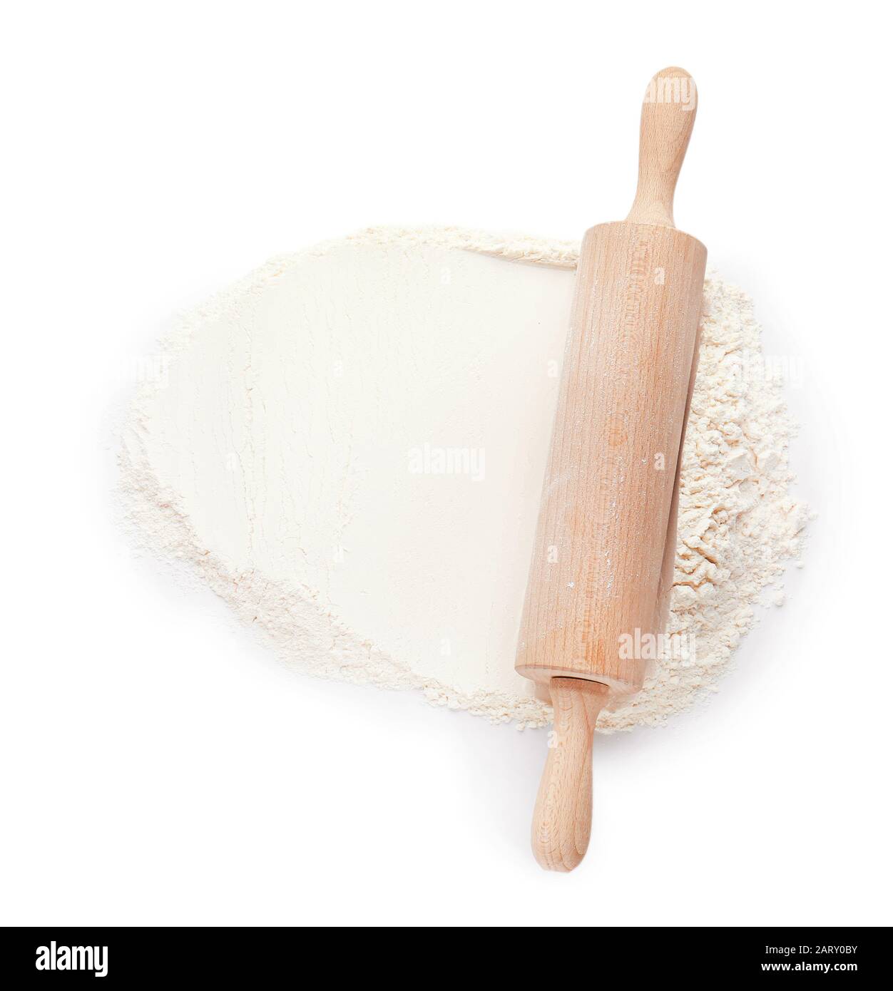 Rolling pin and flour on white background Stock Photo - Alamy