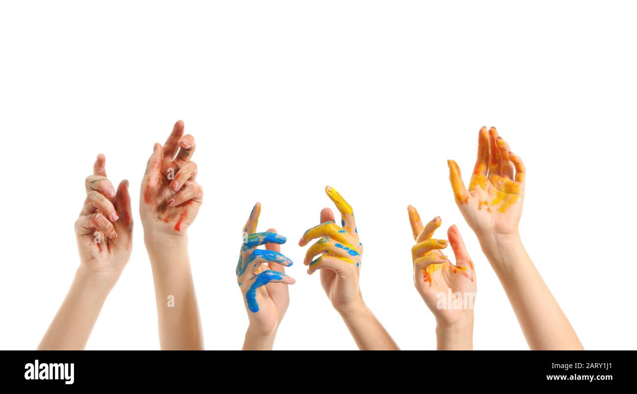 Hands raised up woman painting hi-res stock photography and images - Alamy
