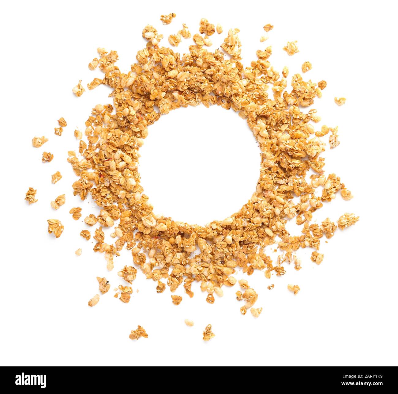 Frame made of tasty granola on white background Stock Photo - Alamy