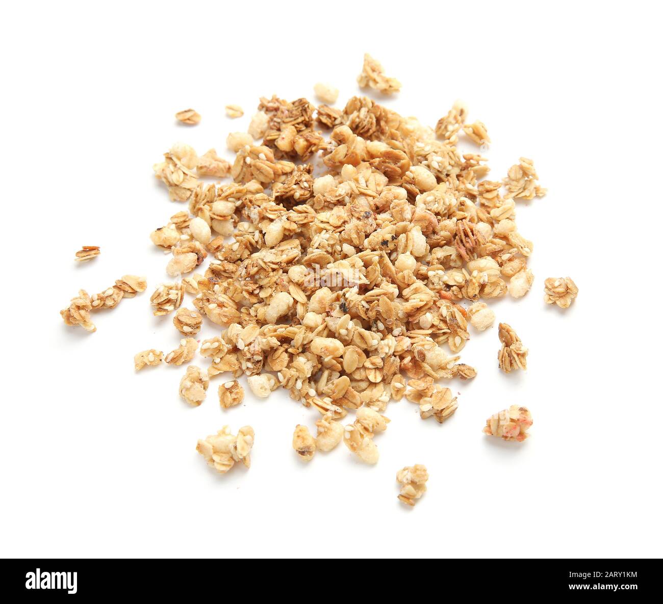 Tasty granola on white background Stock Photo - Alamy