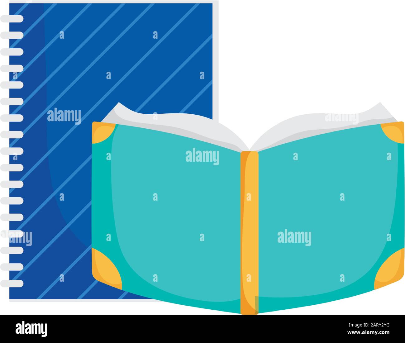 back to school education open book and notebook supplies vector ...