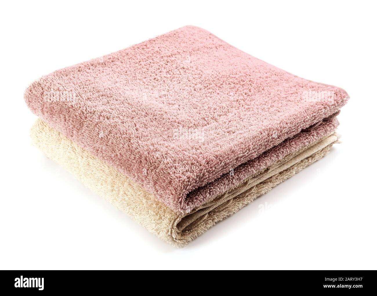 Stack of clean towels on white background Stock Photo - Alamy