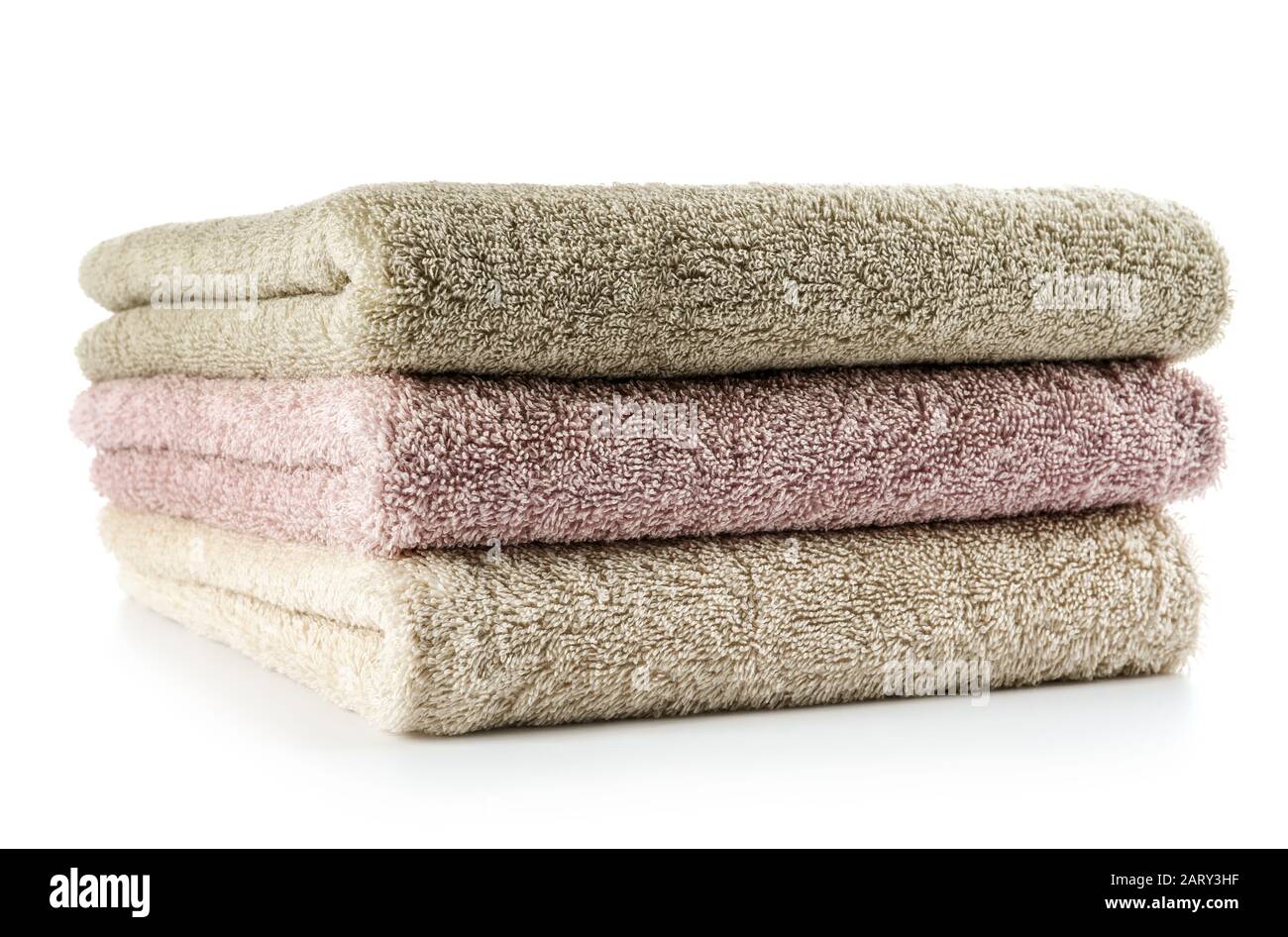 Stack of clean towels on white background Stock Photo - Alamy