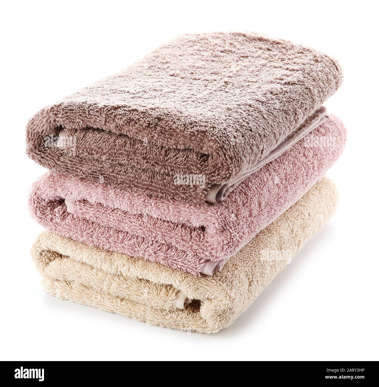 Stack of clean towels on white background Stock Photo - Alamy