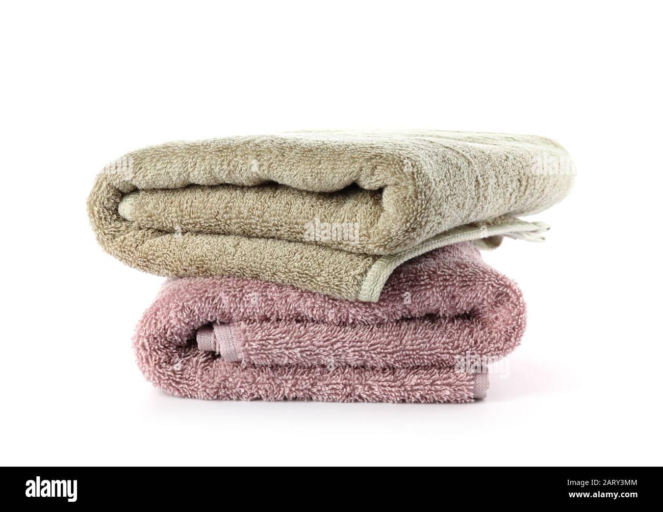 Stack of clean towels on white background Stock Photo - Alamy