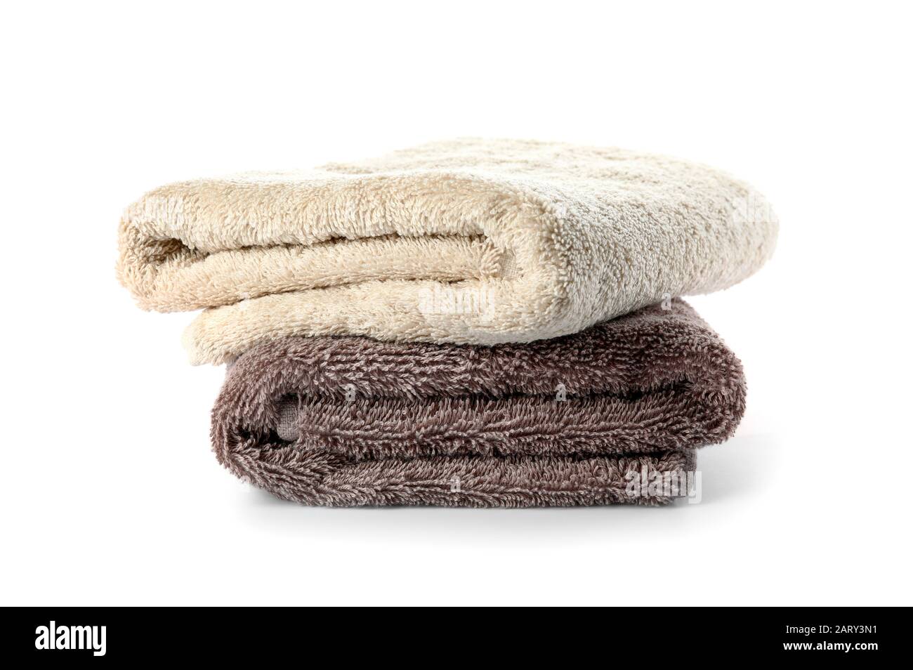 Stack of clean towels on white background Stock Photo - Alamy