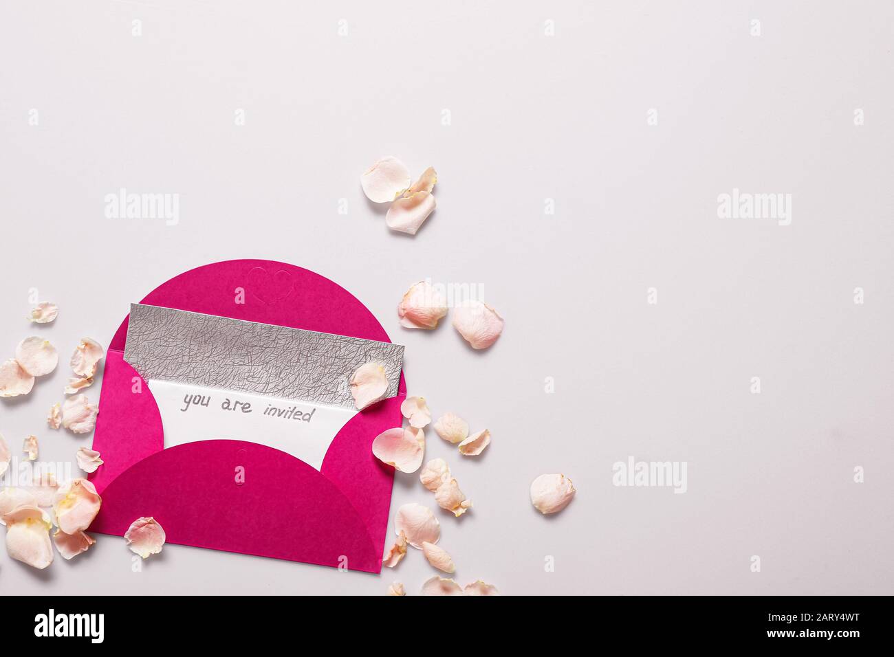 Invitation with envelope on white background Stock Photo - Alamy