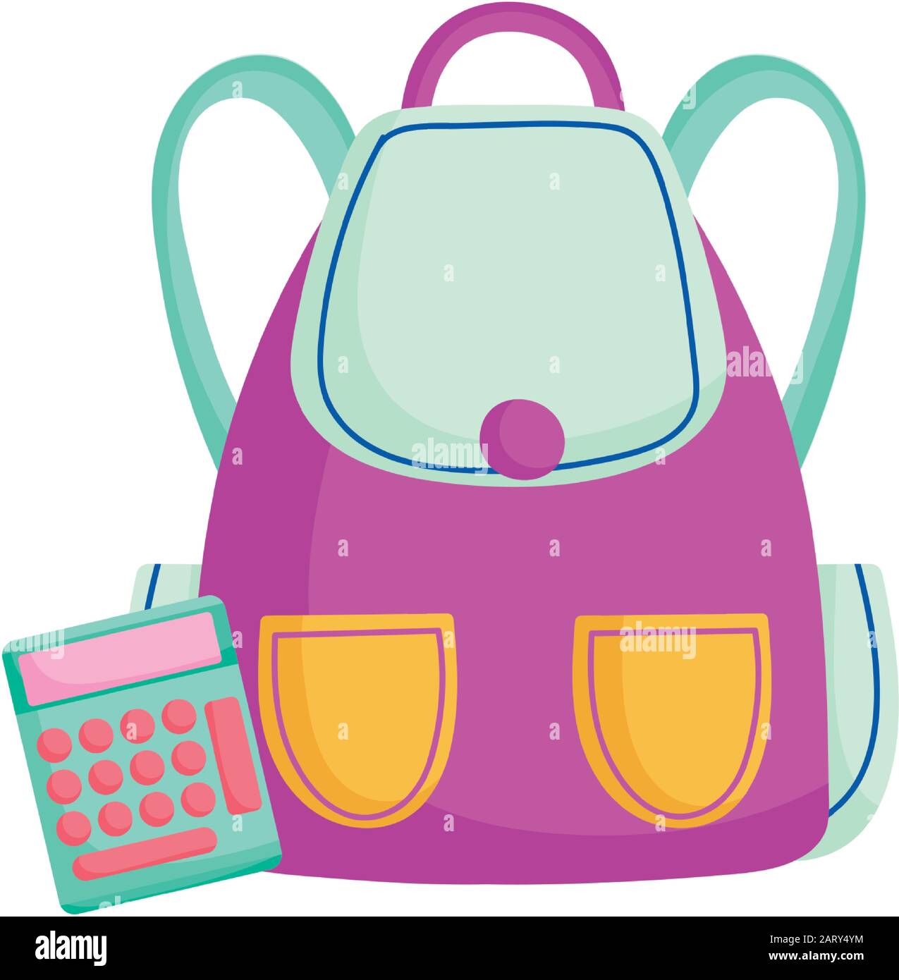 back to school education backpack and calculator supply vector ...