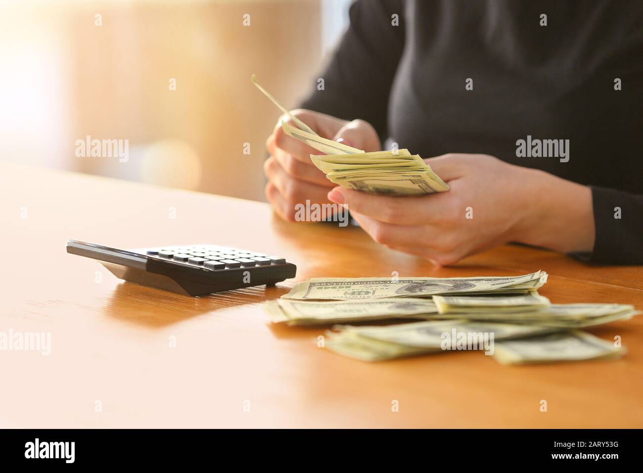 Woman hands counting salary table hi-res stock photography and images ...