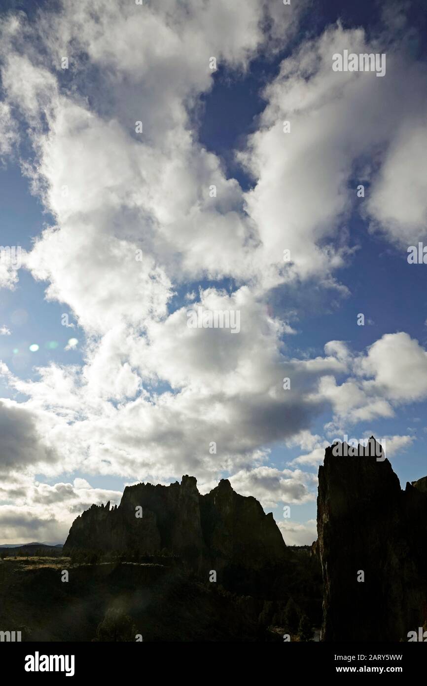 Cloud formations over Smith Rock State Park in Oregon near the village ...