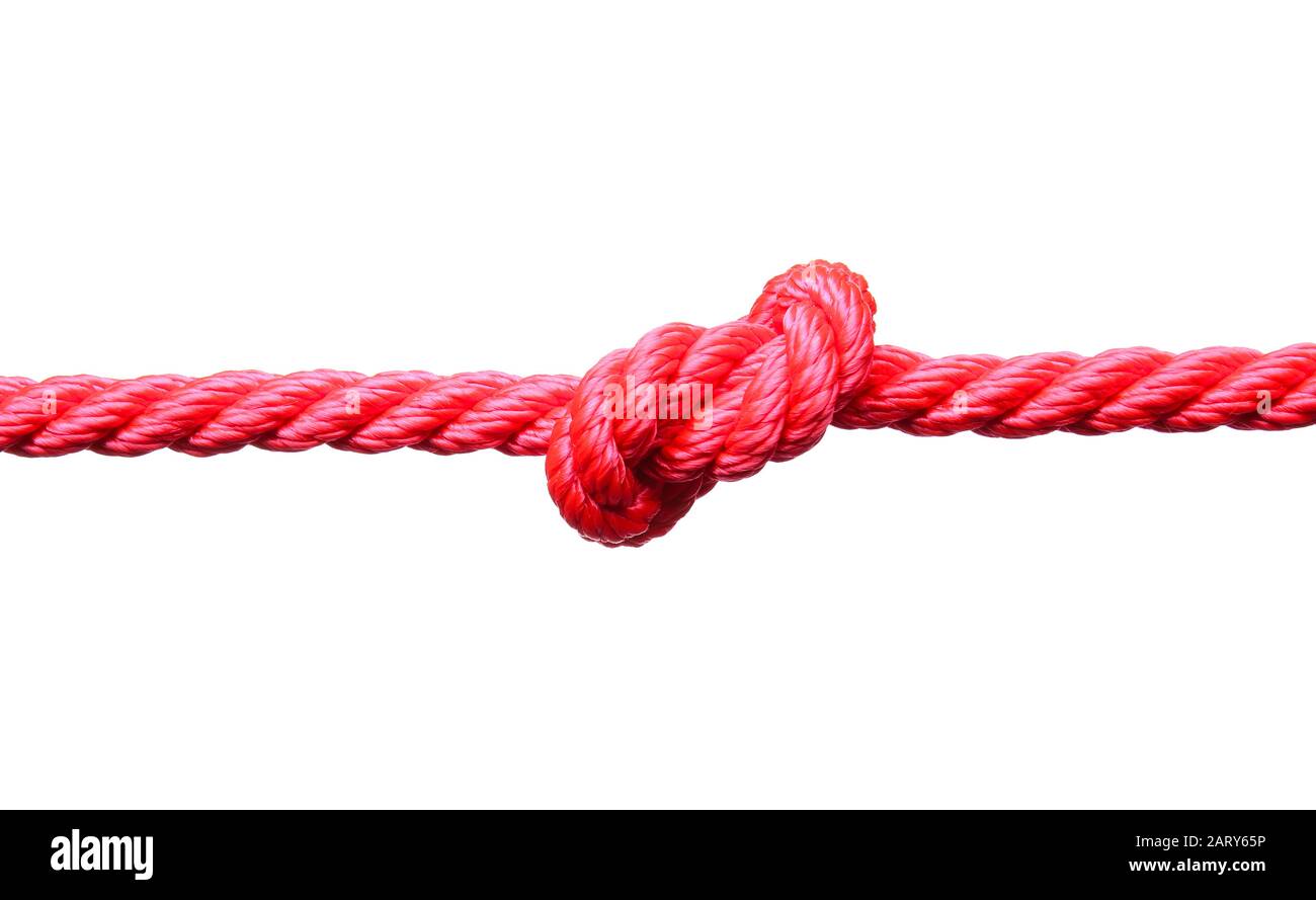 Rope with knot on white background Stock Photo - Alamy