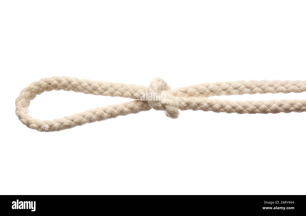 Rope with loop on white background Stock Photo - Alamy