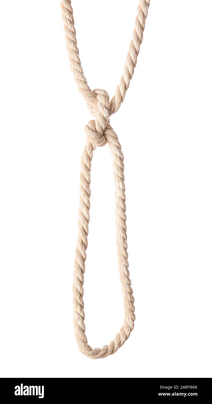 Rope with loop on white background Stock Photo - Alamy