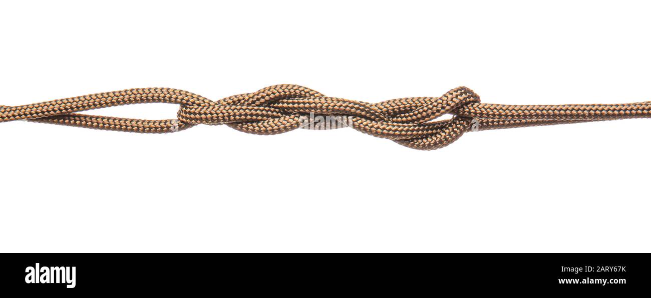 Rope with knot on white background Stock Photo - Alamy