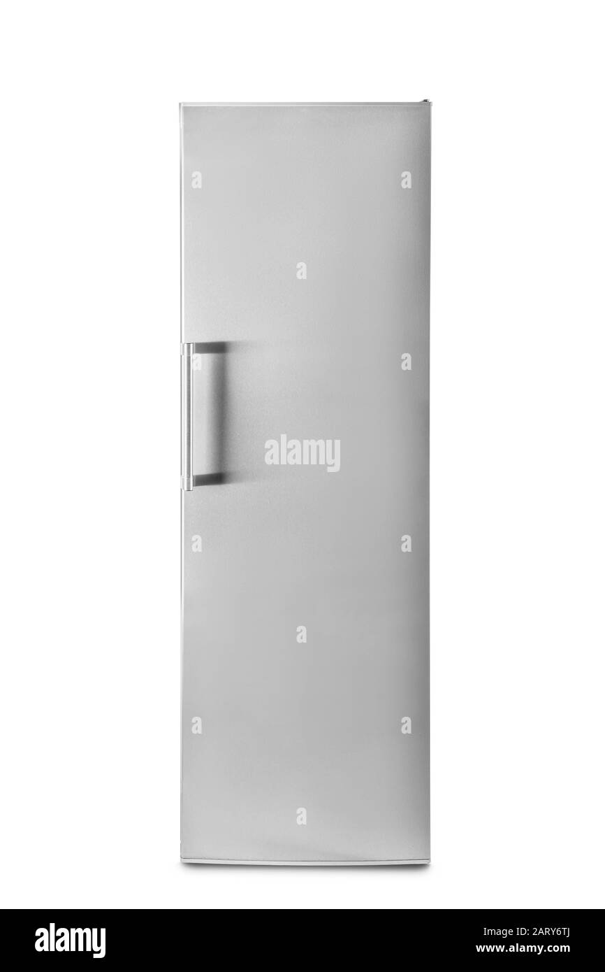 Big modern fridge on white background Stock Photo - Alamy