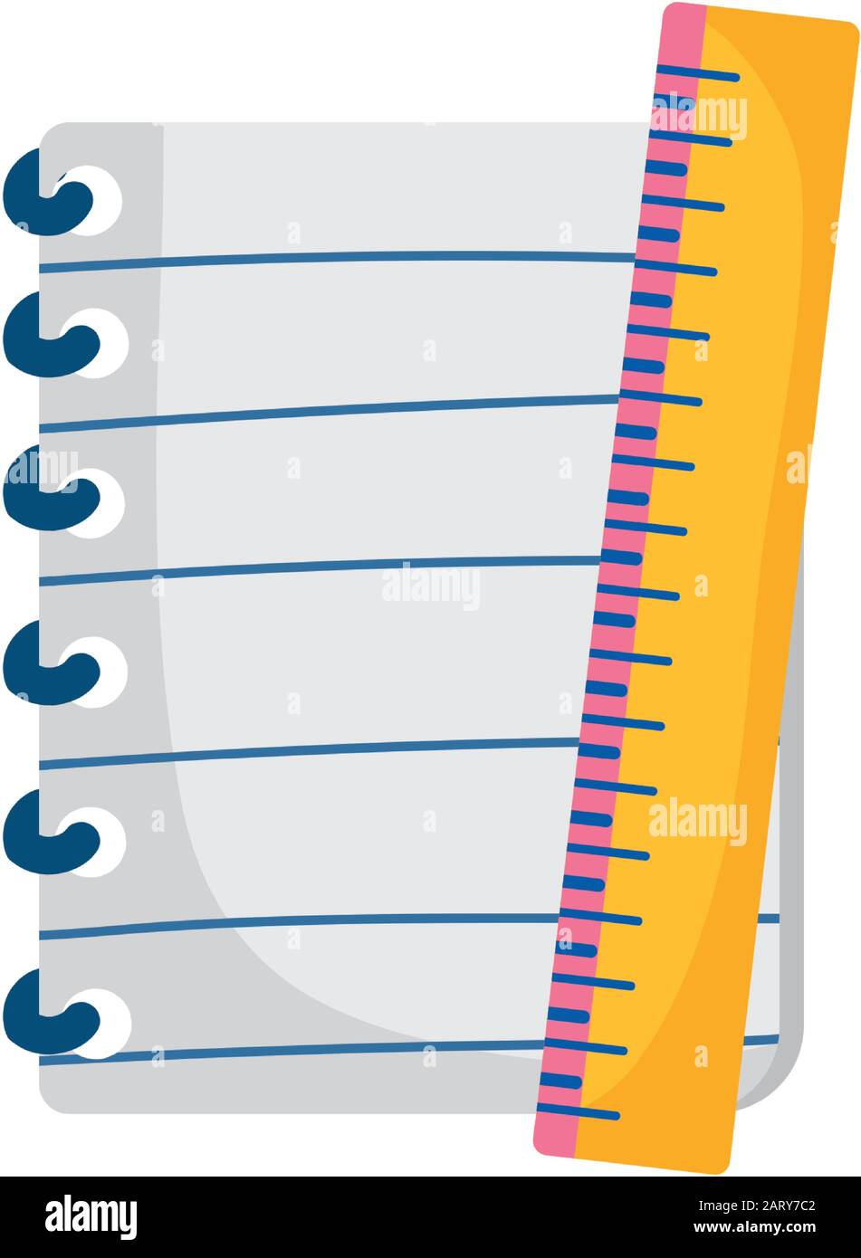 back to school education notebook and ruler measure supply vector ...