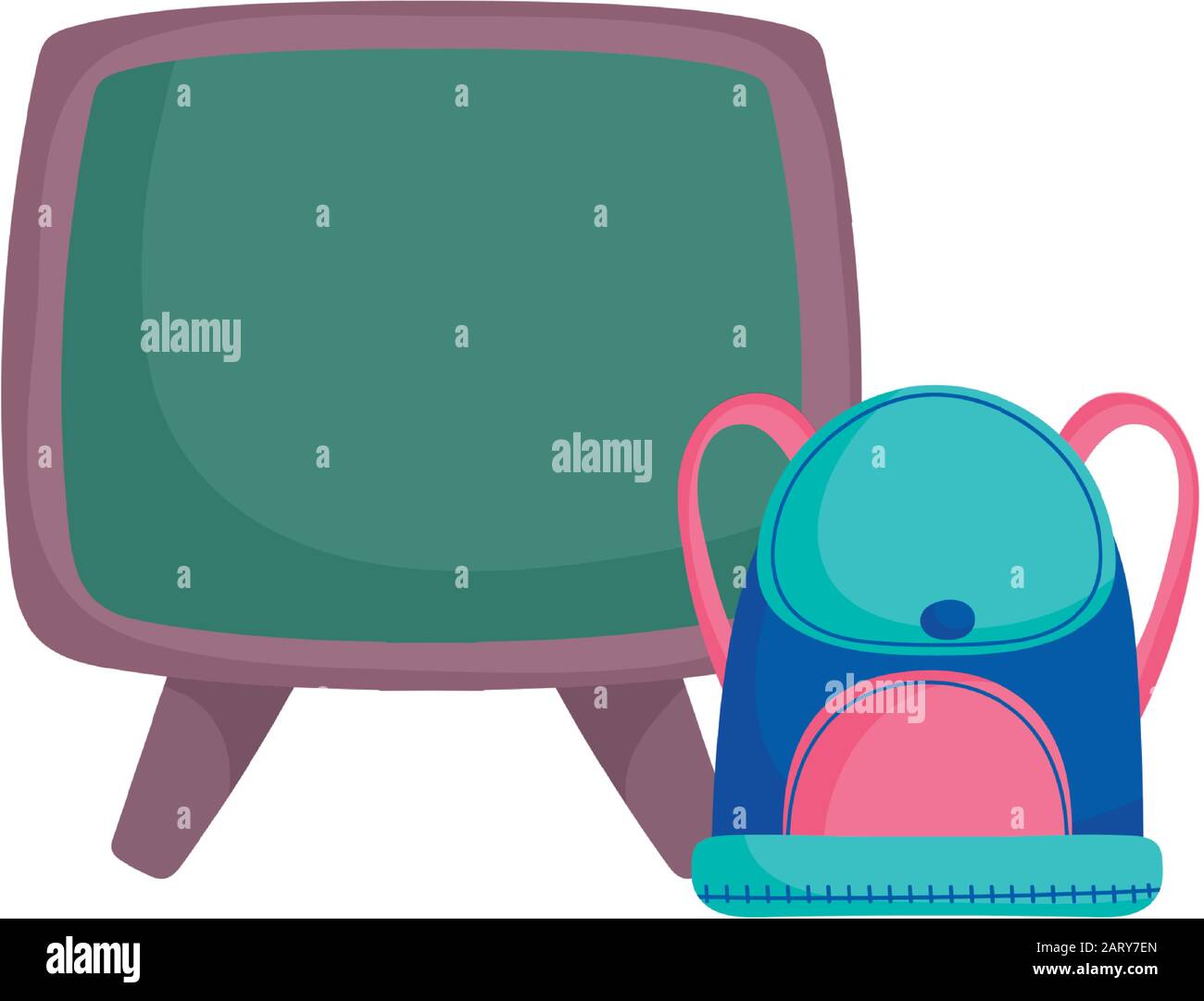 back to school education backpack and chalkboard vector illustration ...