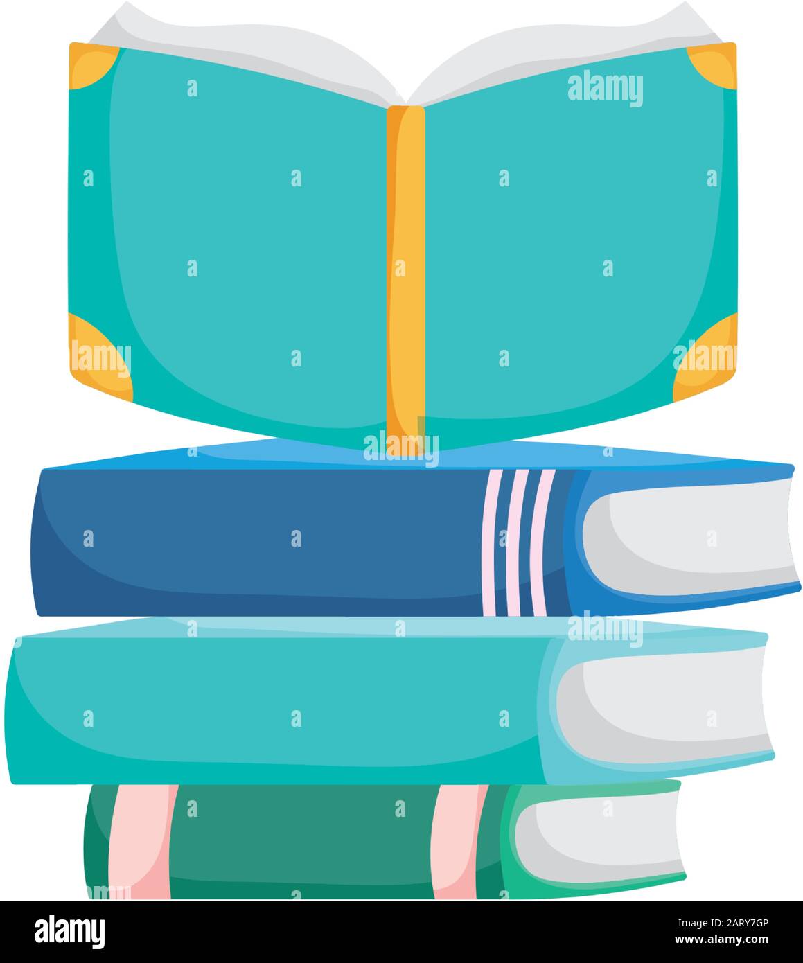 back to school education open book on pile textbooks vector ...