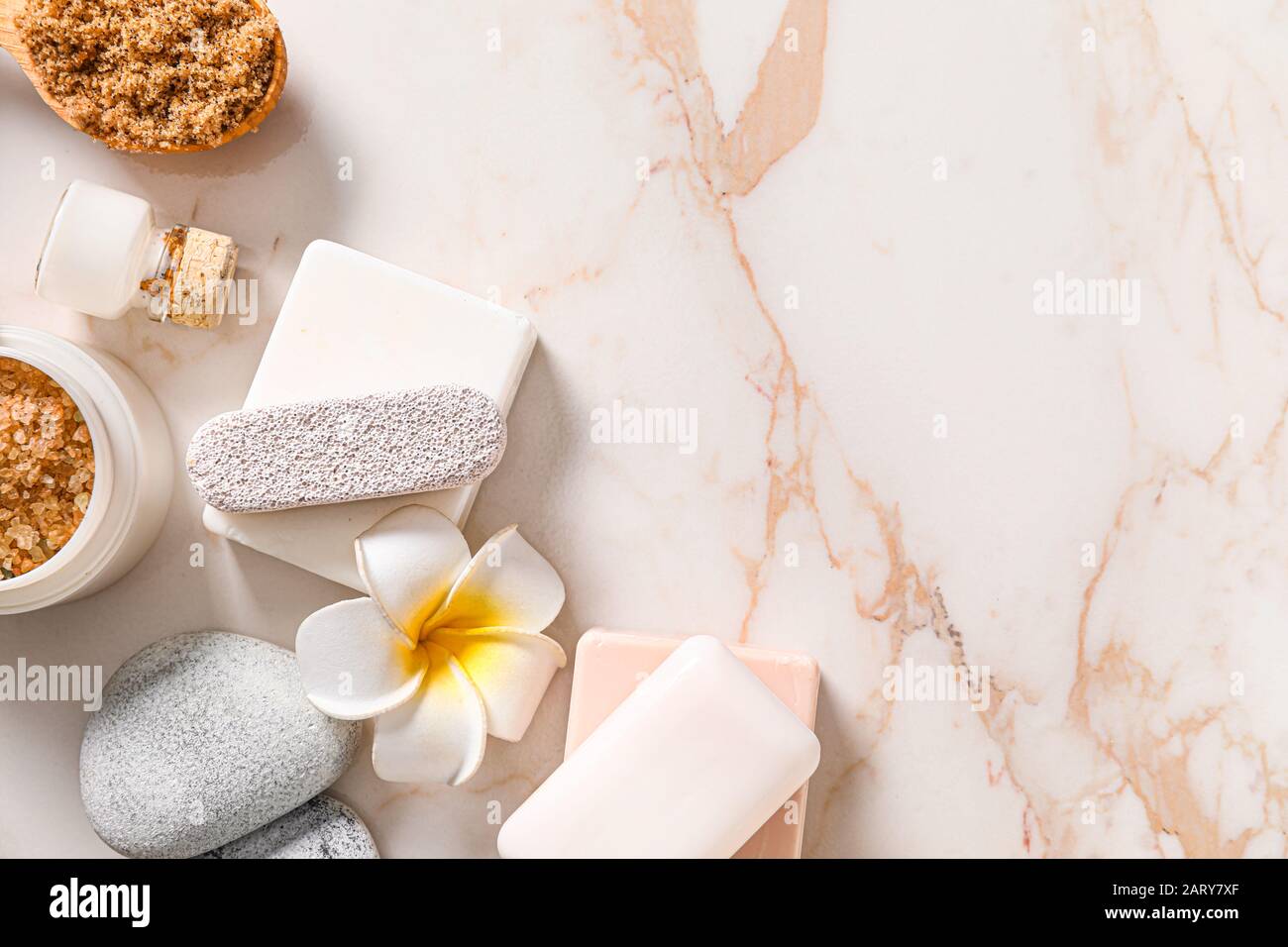 Set of bath items on white background Stock Photo - Alamy