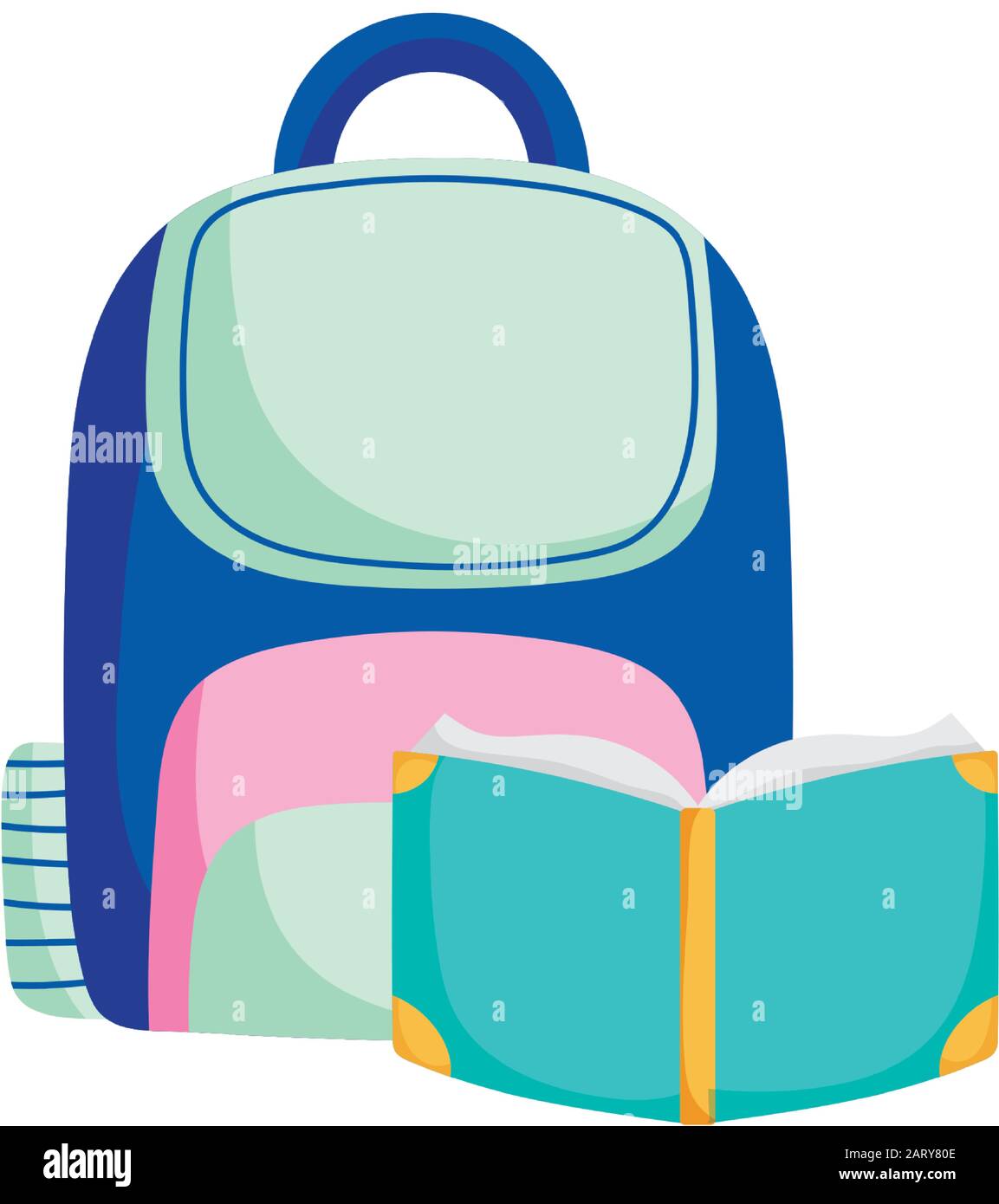 back to school education open book and backpack supply vector ...