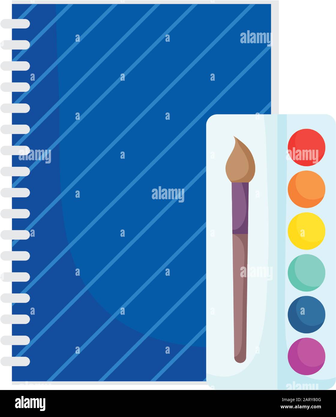 back to school education notebook with spiral and palette color ...