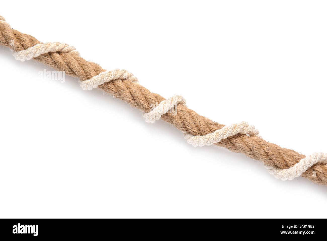 Different ropes on white background Stock Photo - Alamy