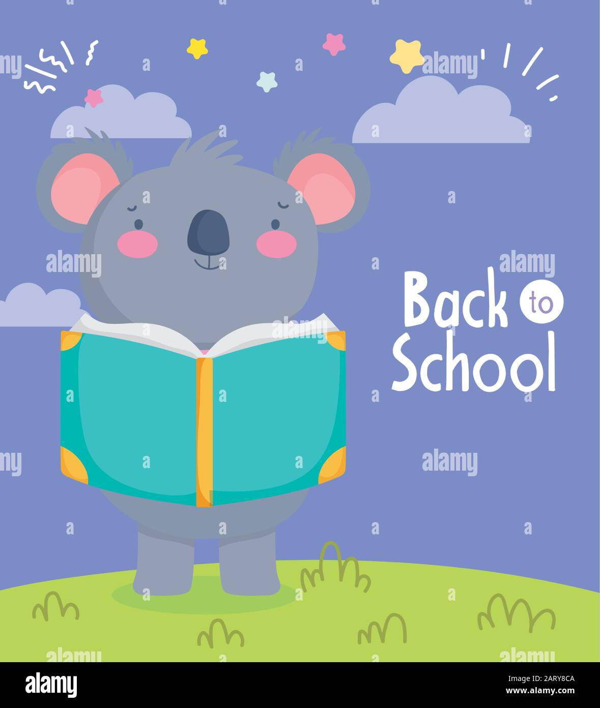 back to school education cute koala reading book knowledge vector ...