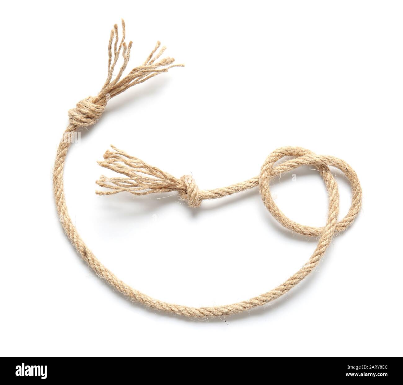 Rope with knots on white background Stock Photo - Alamy