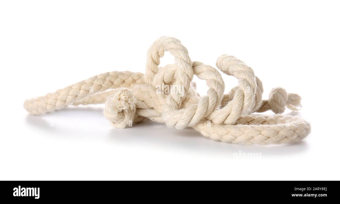Clean rope on white background Stock Photo - Alamy
