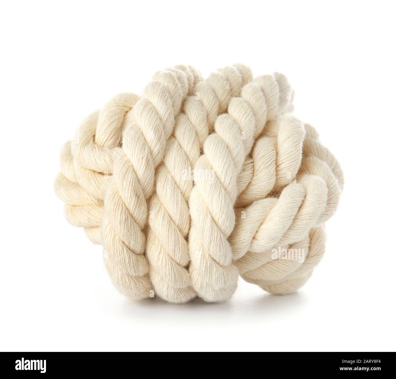 Rolled rope on white background Stock Photo - Alamy