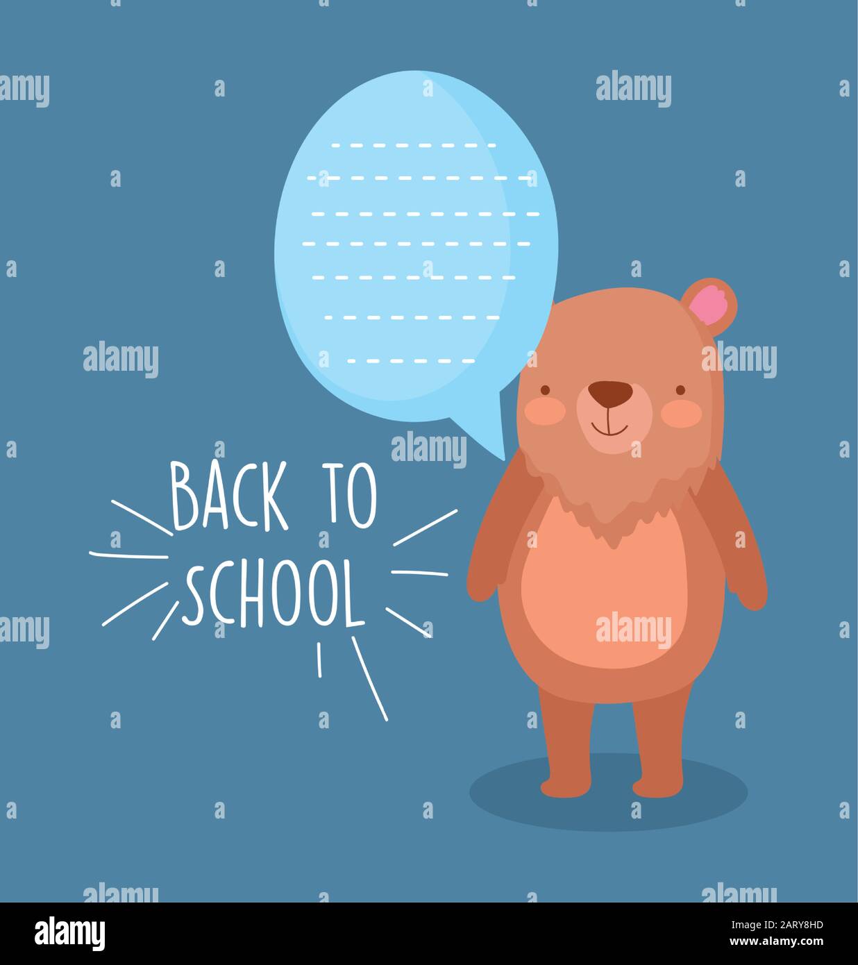 back to school education cute bear speech bubble talking vector ...