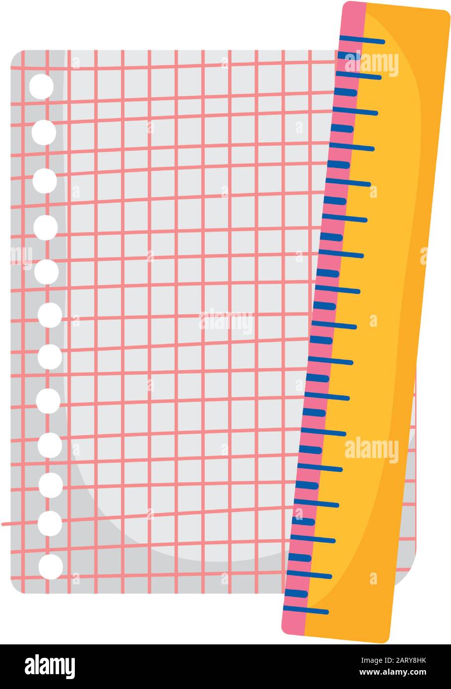 back to school education notepad and ruler measure vector illustration ...