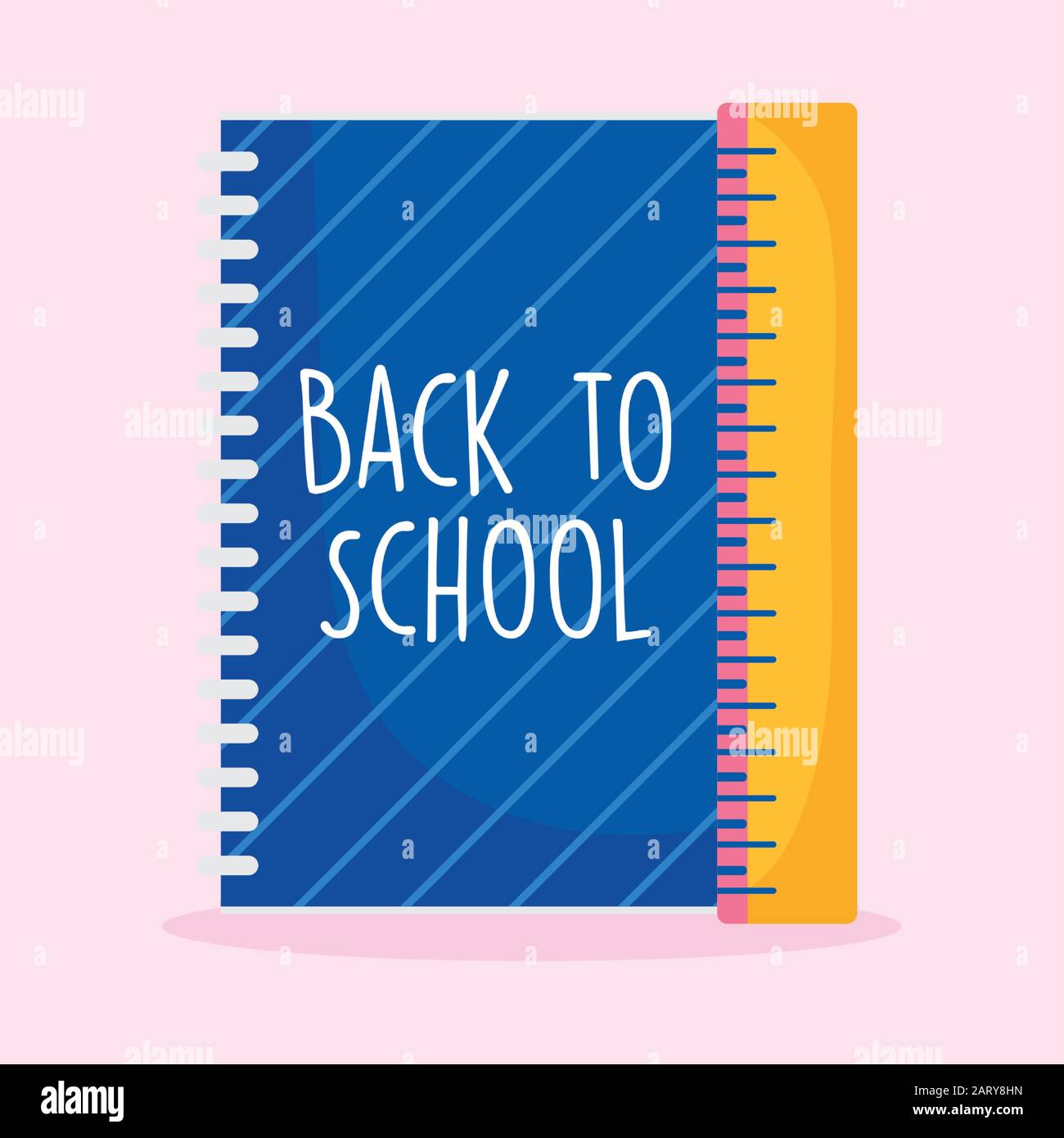 back to school education notebook and ruler measure supply vector ...