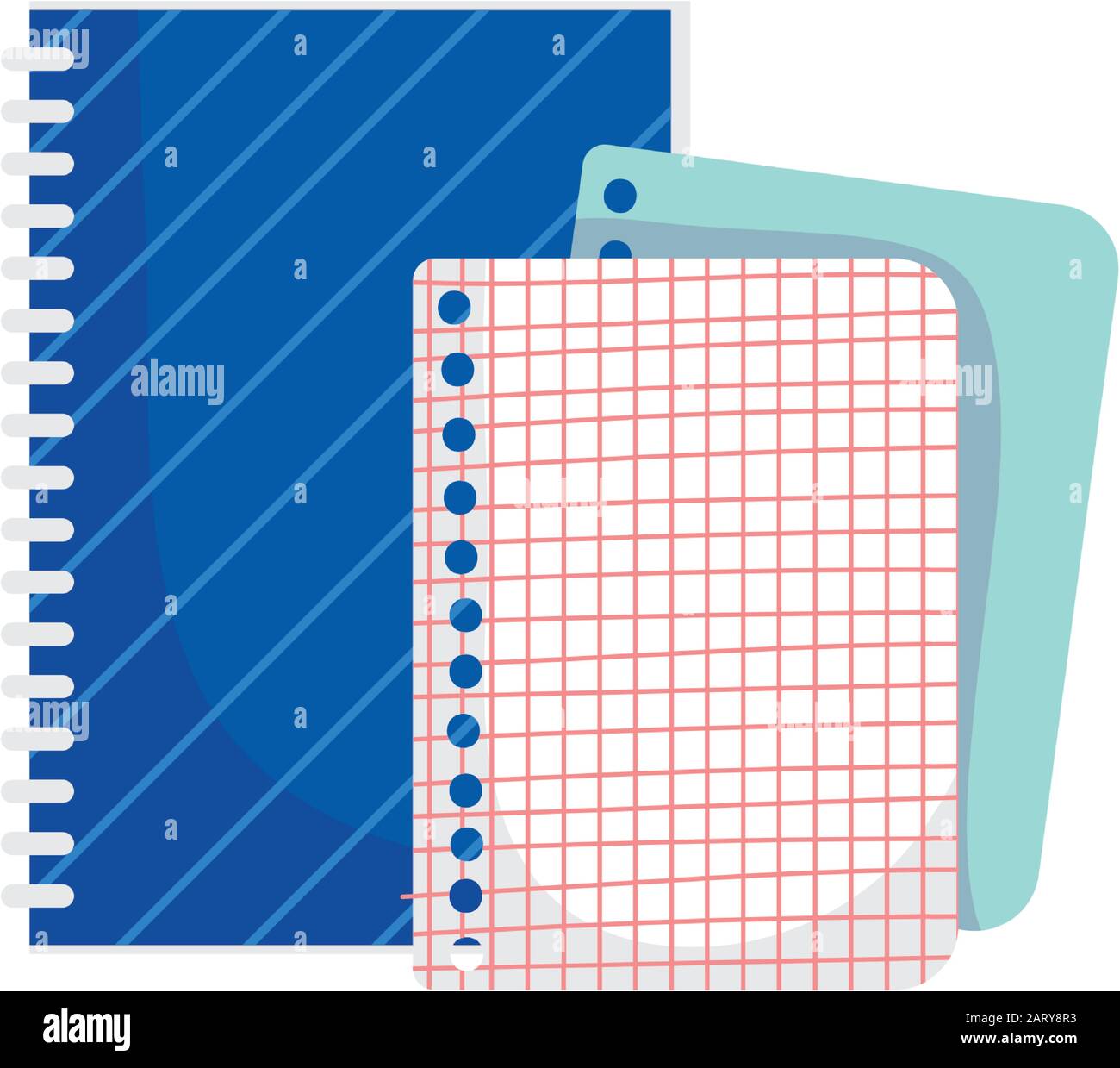 back to school education notebook and paper grid sheet vector ...