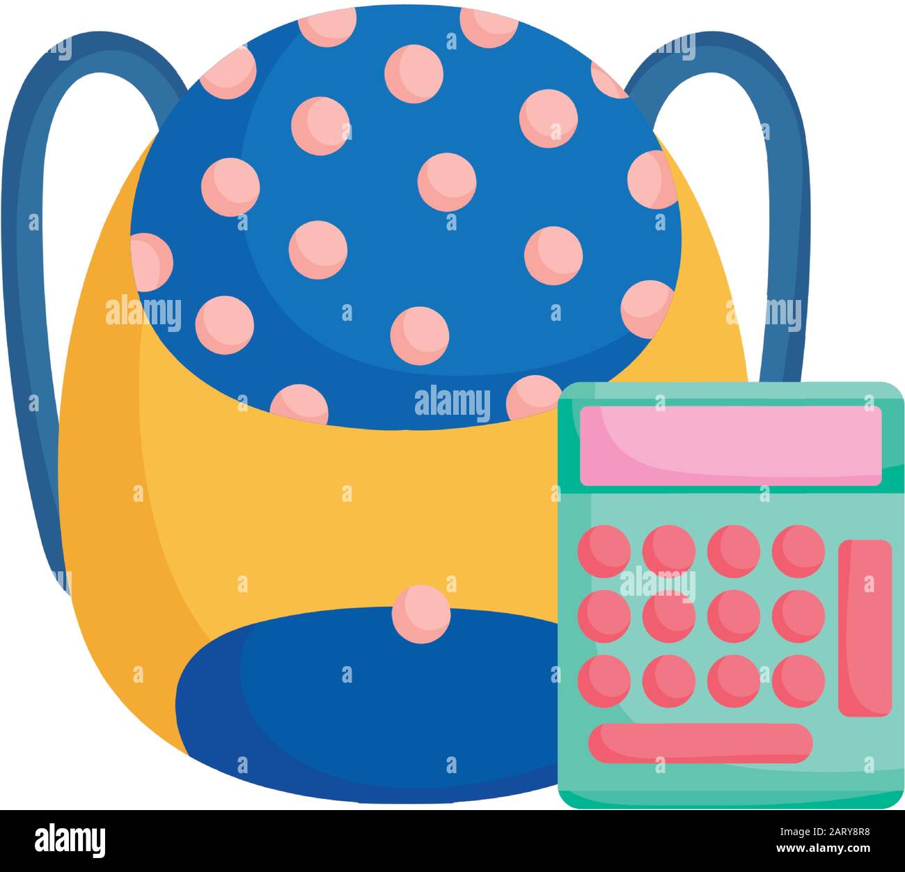 back to school education dotted backpack and calculator vector ...