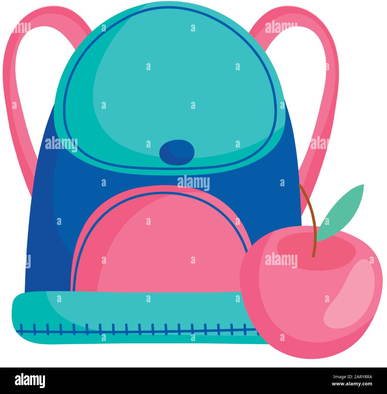 back to school education backpack and apple vector illustration Stock ...
