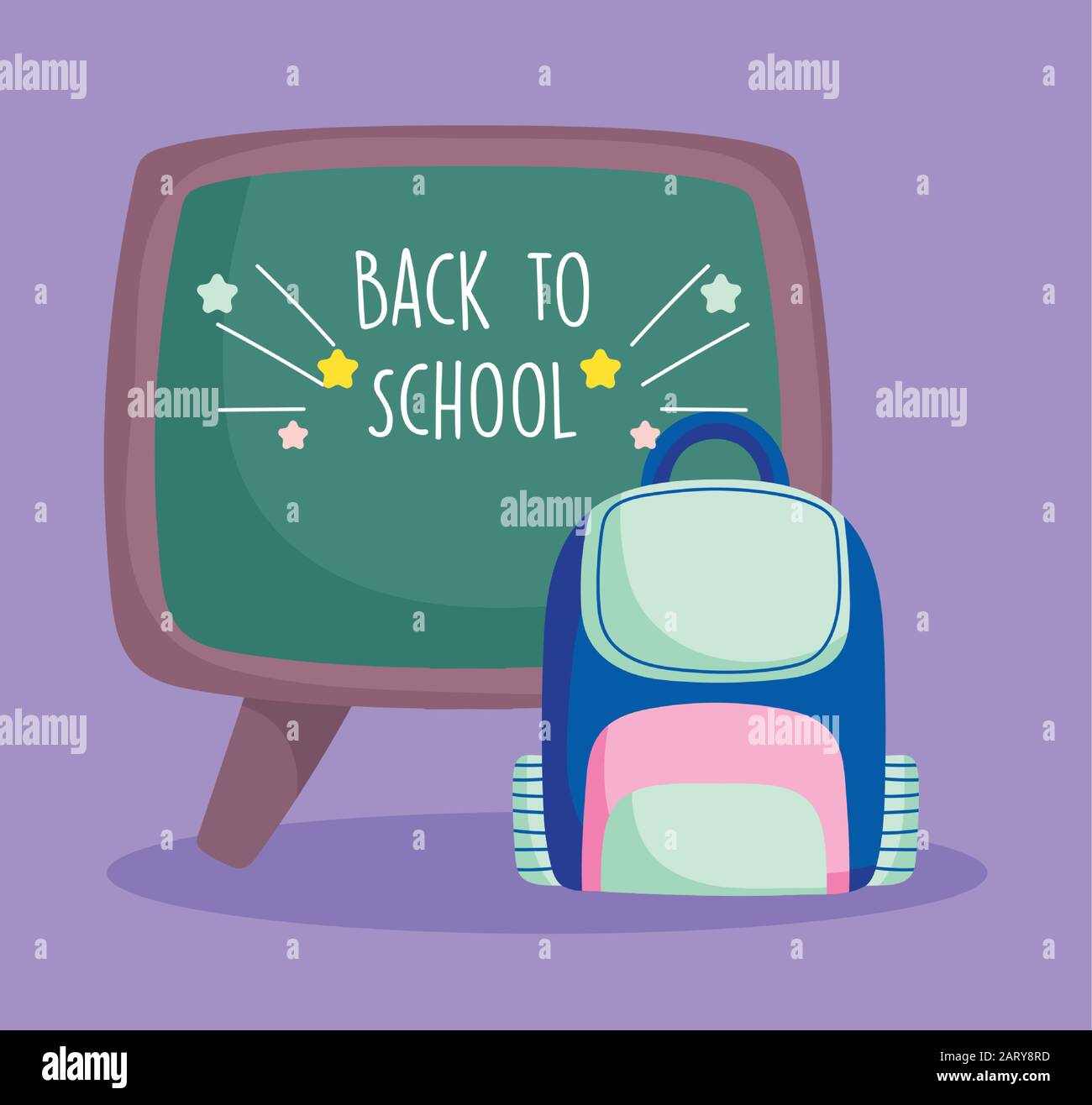 back to school education chalkboard and backpack supplies vector ...
