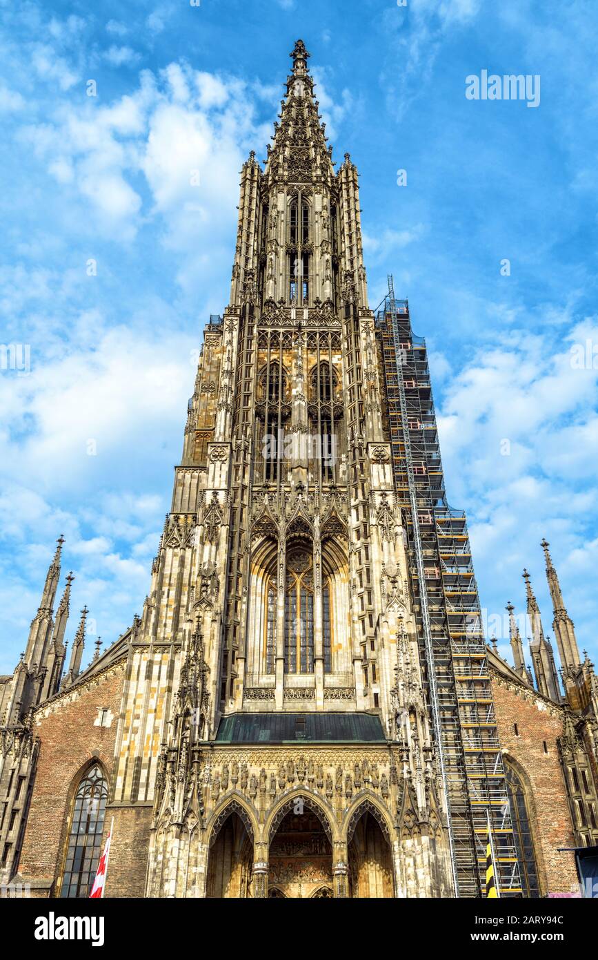 Ulm Minster or Cathedral of Ulm city, Germany. It is a top landmark of ...