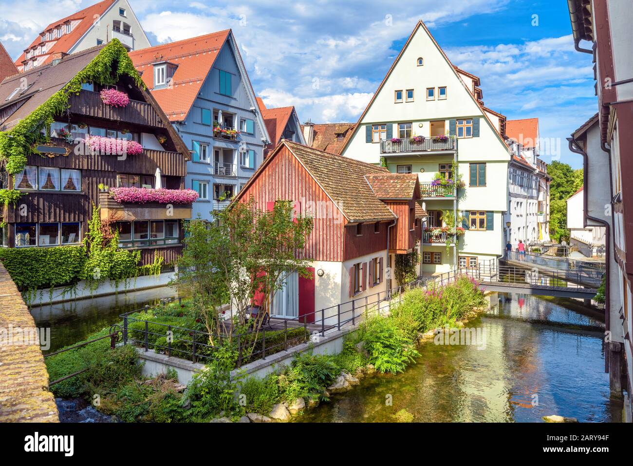 Ulm cityscape, Germany. Vintage houses in old town of Ulm. Scenic view ...