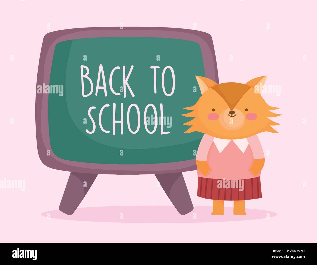 back to school education cute fox female with chalkboard vector ...