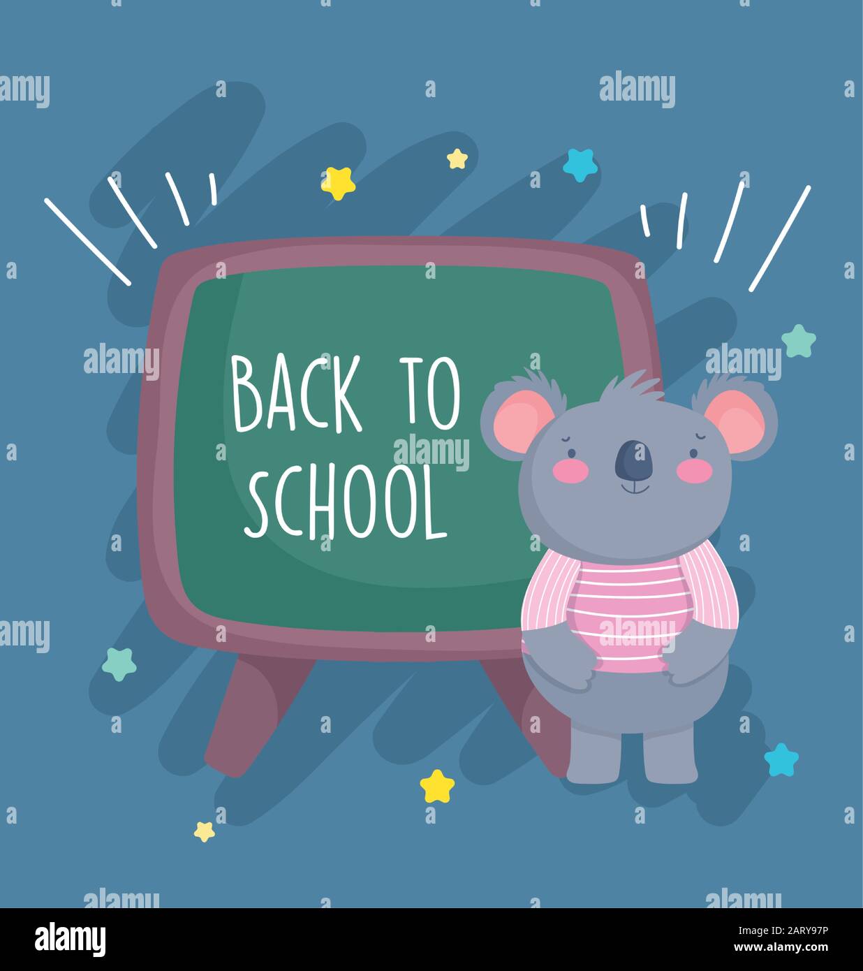 back to school education cute koala with chalkboard class vector ...