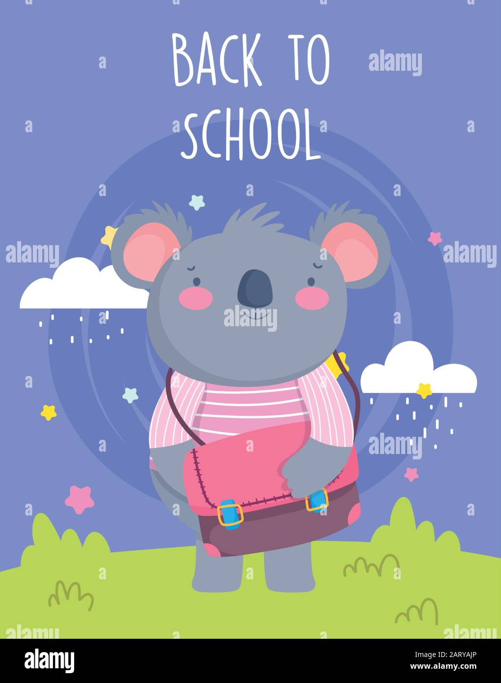 back to school education cute koala with clothes and schoolbag vector ...