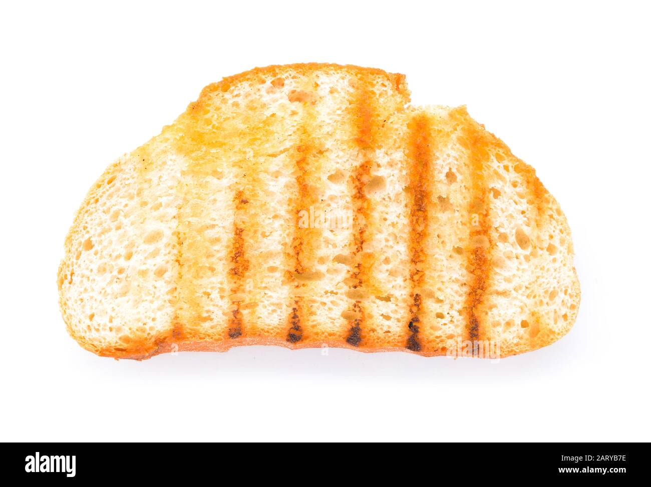 Slice of toasted bread on white background Stock Photo - Alamy