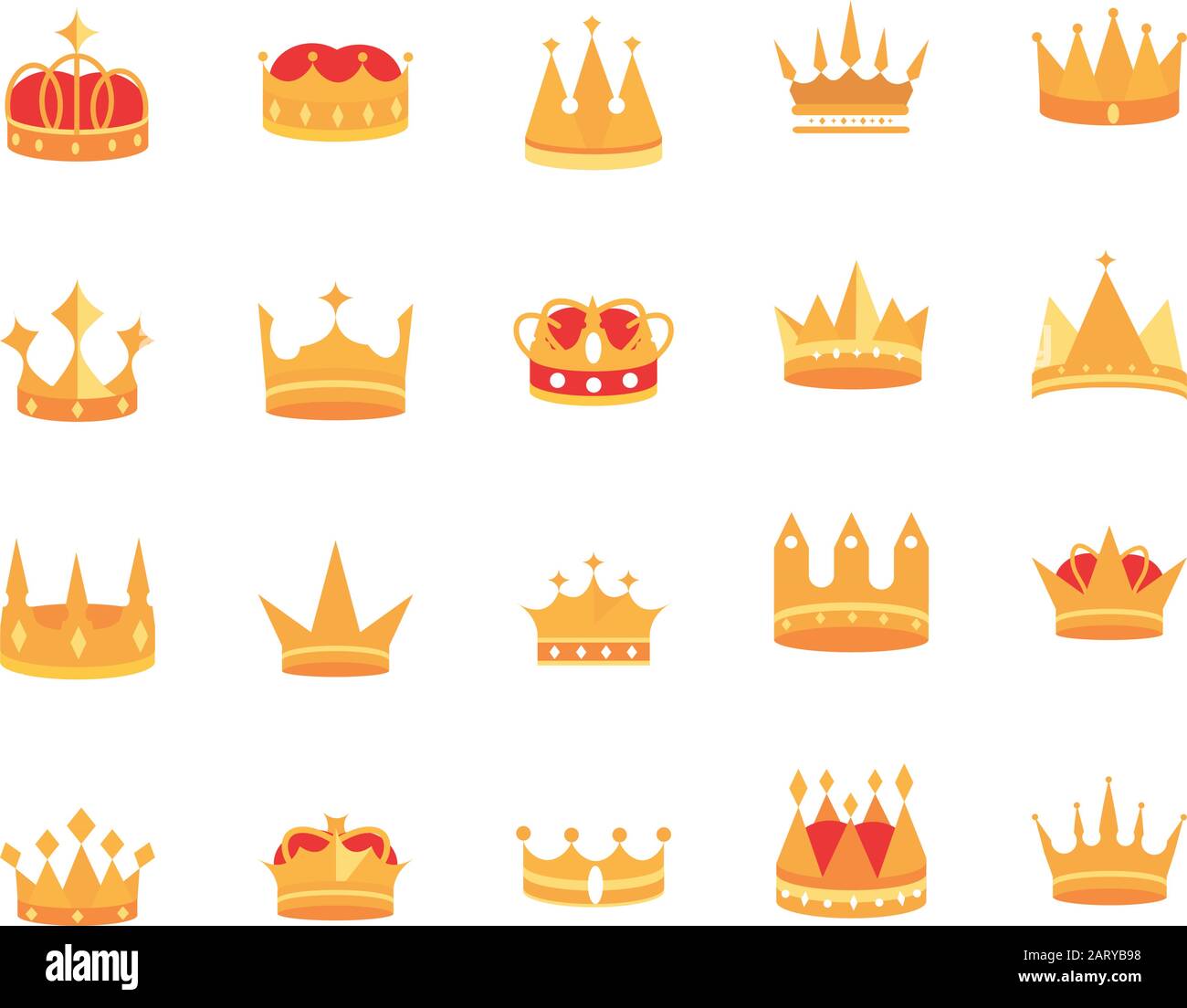 gold crowns jewel authority coronation monarchy luxury icons set on ...