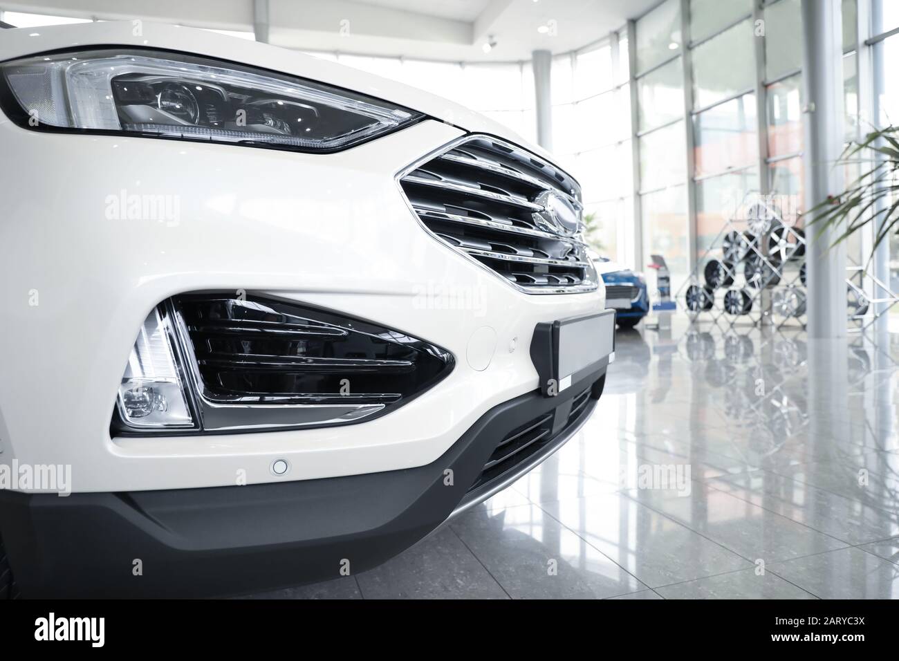 Modern new car in salon Stock Photo - Alamy