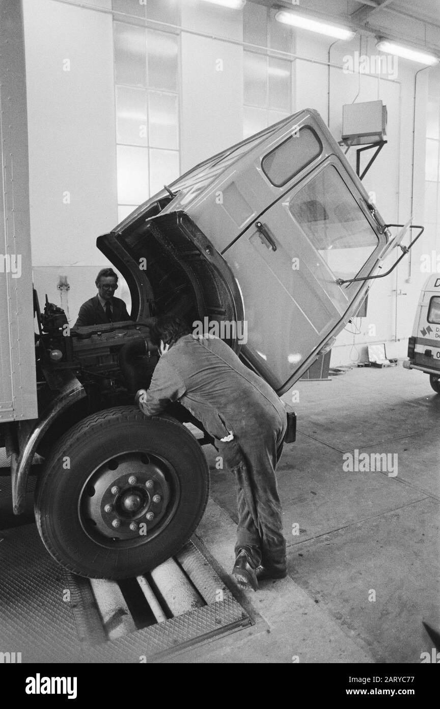 Truck during the mandatory periodic inspection for large commercial ...