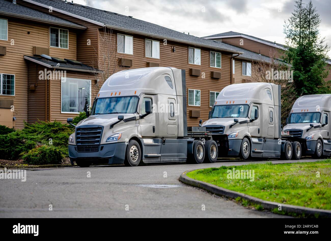 Big rig heavy-duty industrial gray semi truck tractor with diesel ...