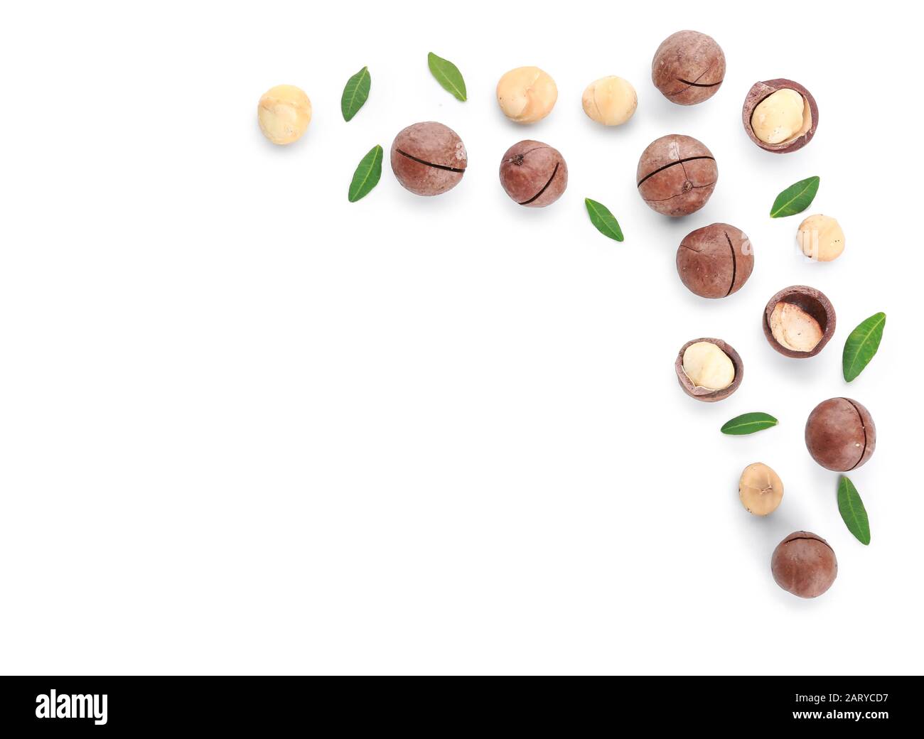 Tasty macadamia nuts on white background Stock Photo - Alamy